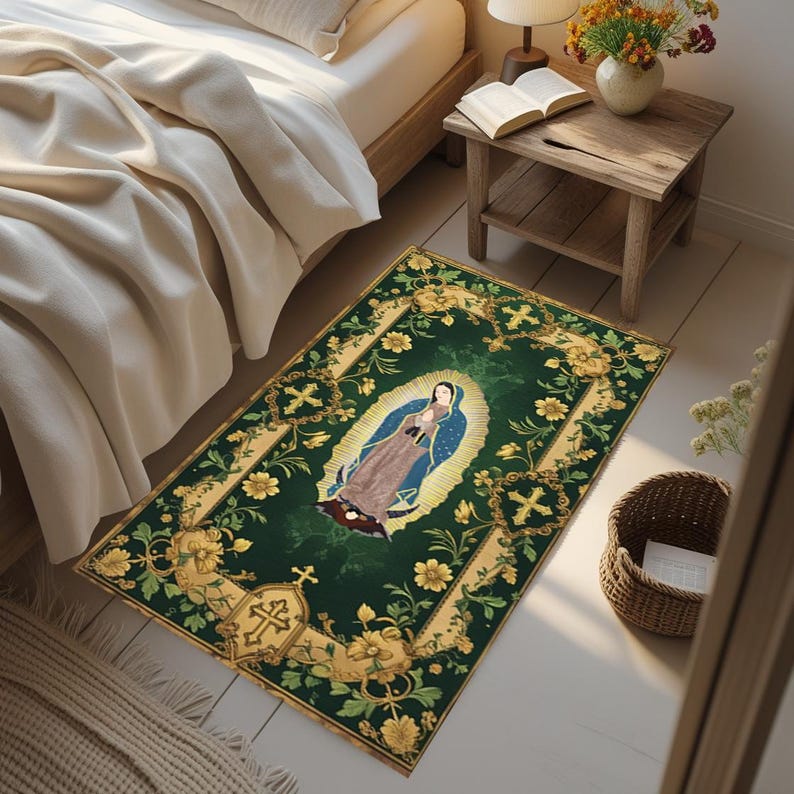 Our Lady of Guadalupe Prayer Mat: Catholic Gift, Christian Worship Rug ...