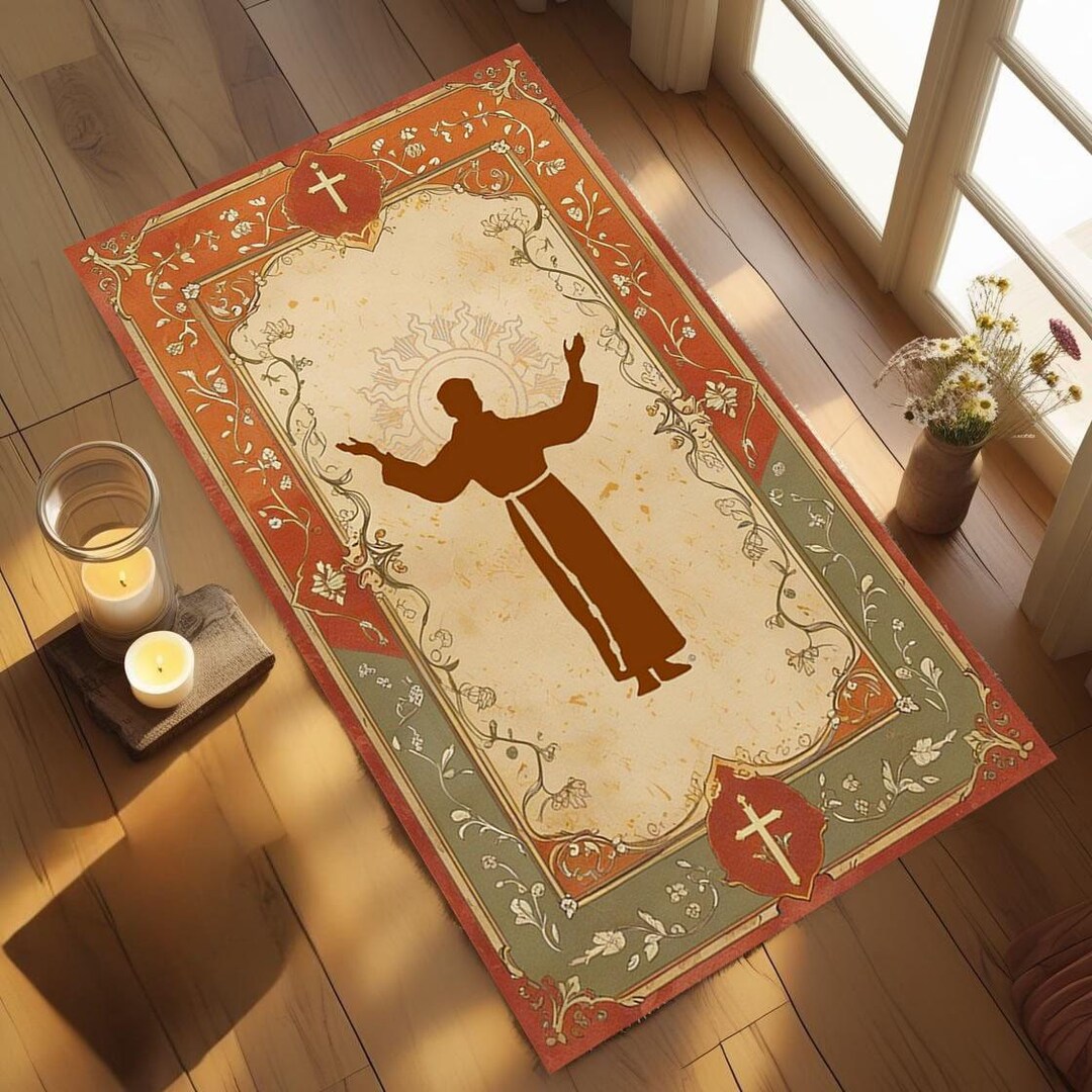 Franciscan Christian Prayer Rug: Catholic Cross Design - Etsy
