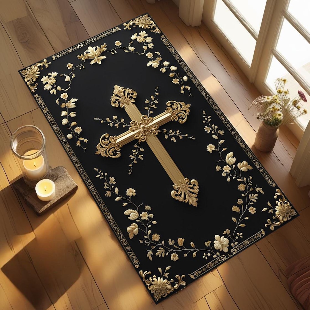 Orthodox Christian Prayer Mat: Red & Gold Church Design - Etsy