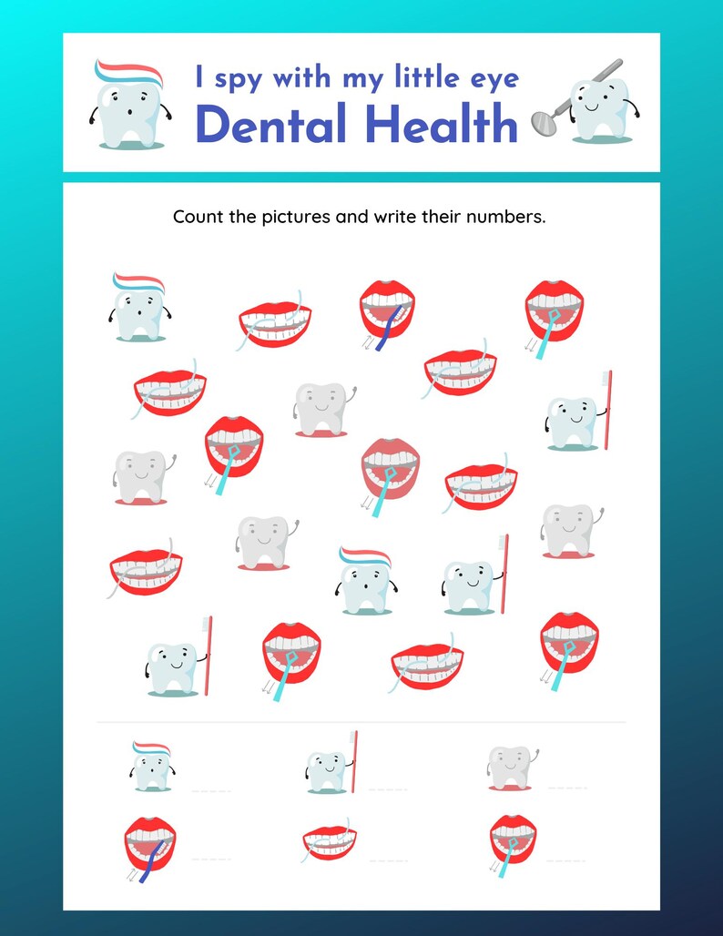 Oral Hygiene Worksheets - Etsy