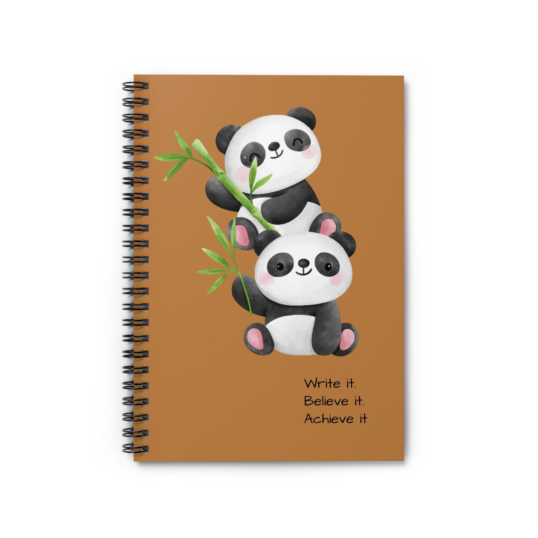Cute Panda Spiral Notebook - Write It, Believe It, Achieve It, Journal ...