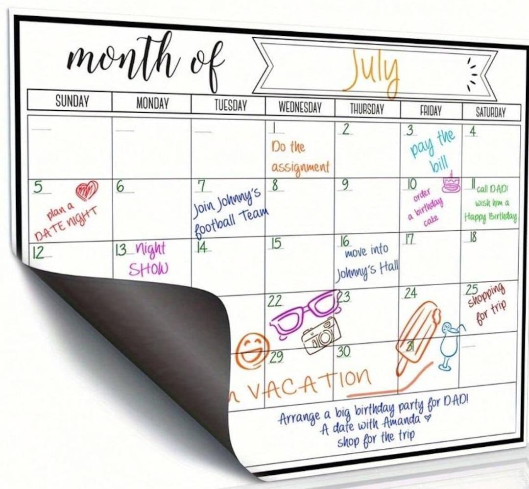 Magnetic Fridge Calendar ,practical Calendar, for Kitchen Organization ...