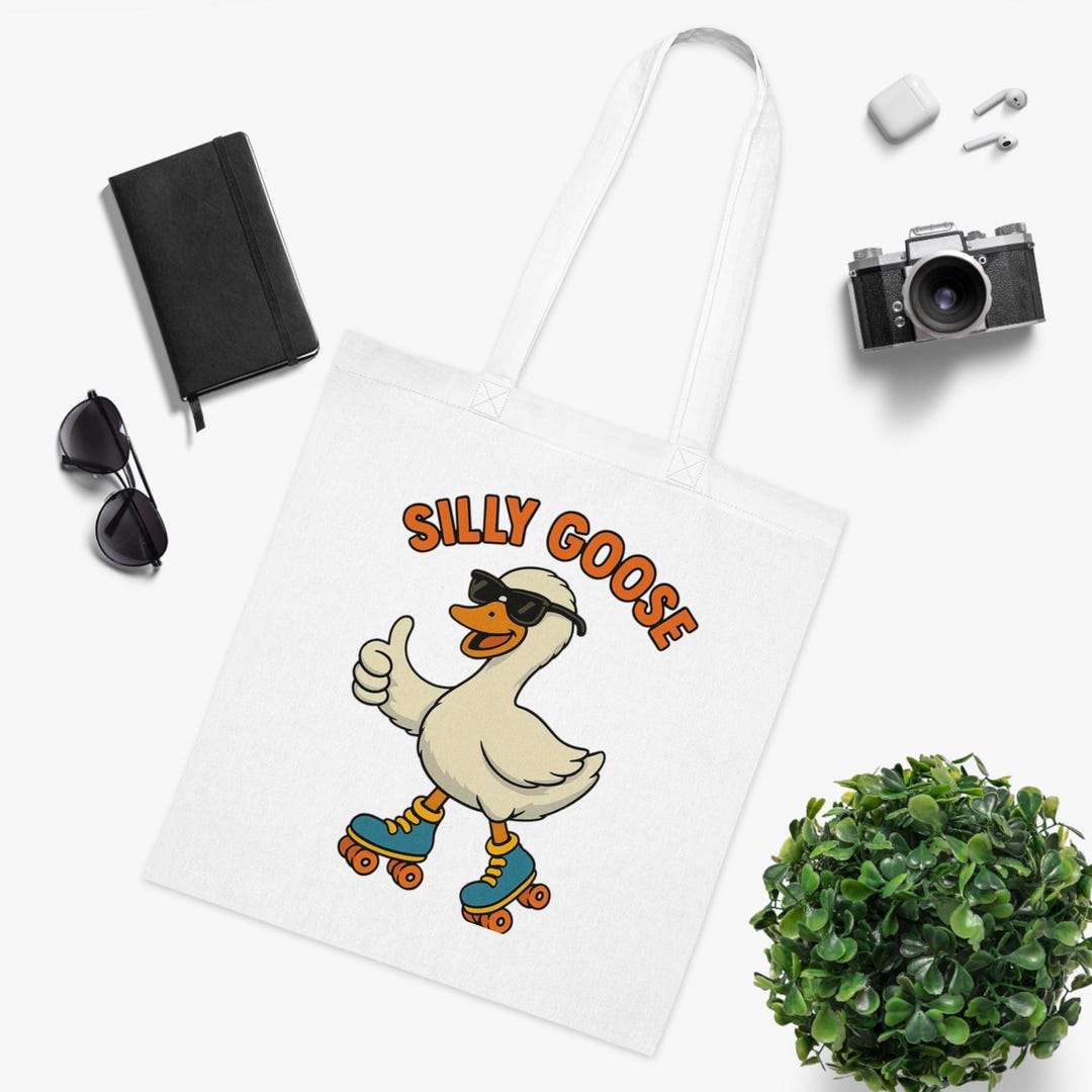 Funny Silly Goose Cotton Tote Bag: Eco-friendly Reusable Shopping Bag ...