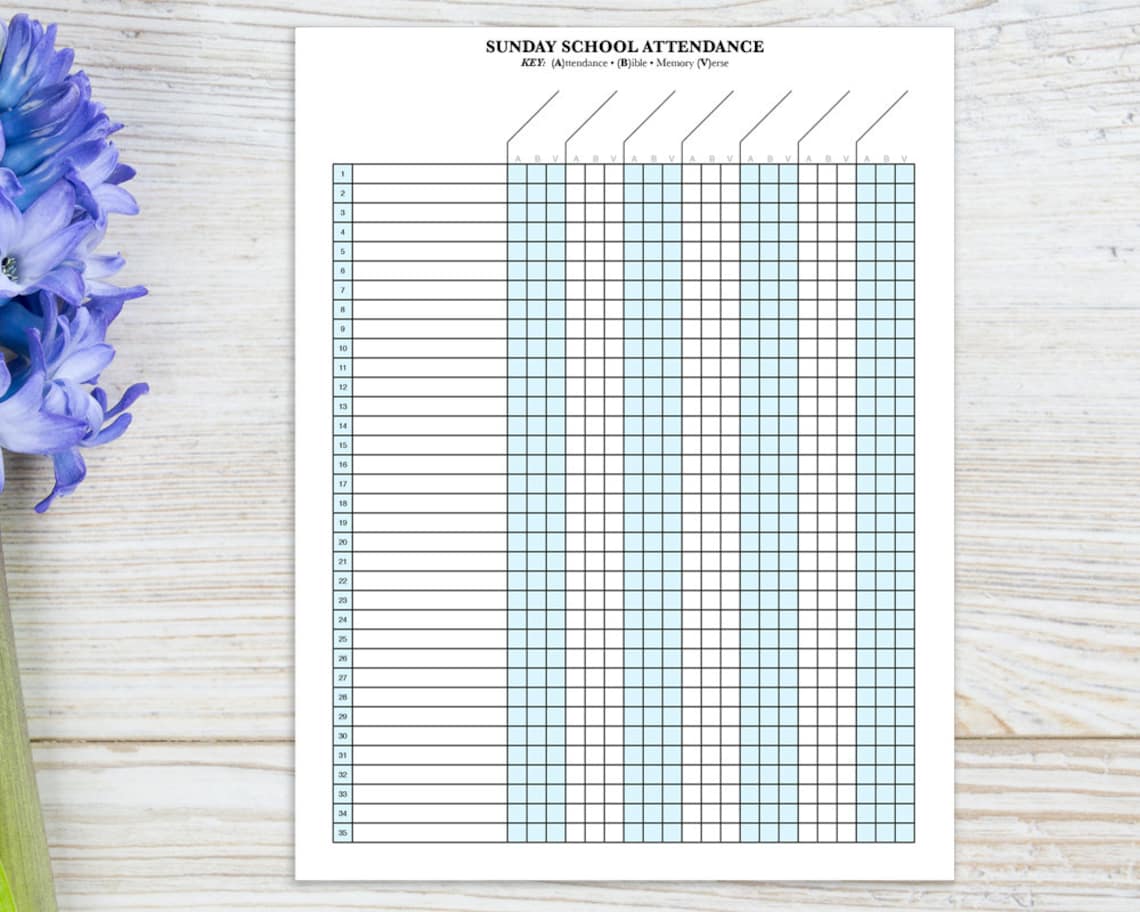 Sunday School Attendance Sheet With Birthday Tracker, Printable - Etsy