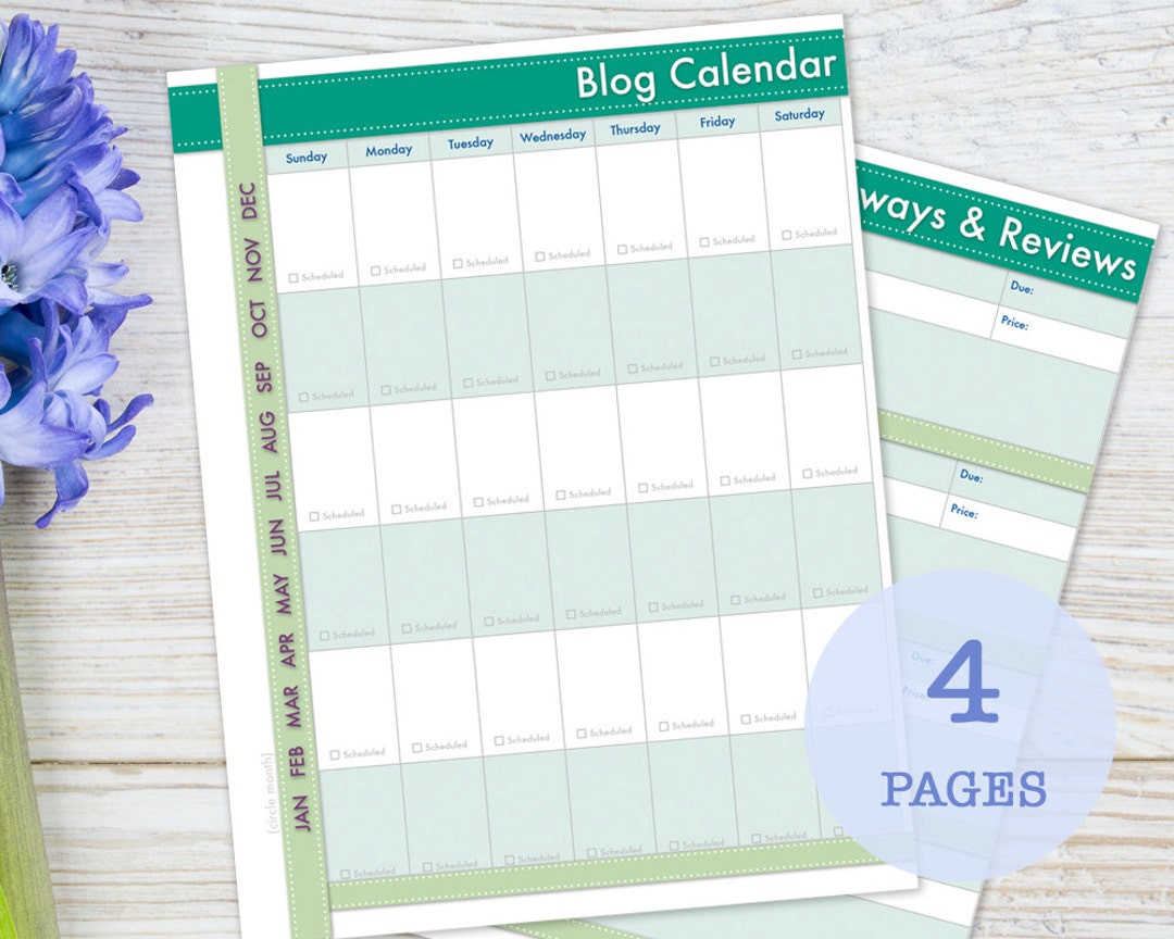 Blog Planner and Calendar, Printable - Etsy
