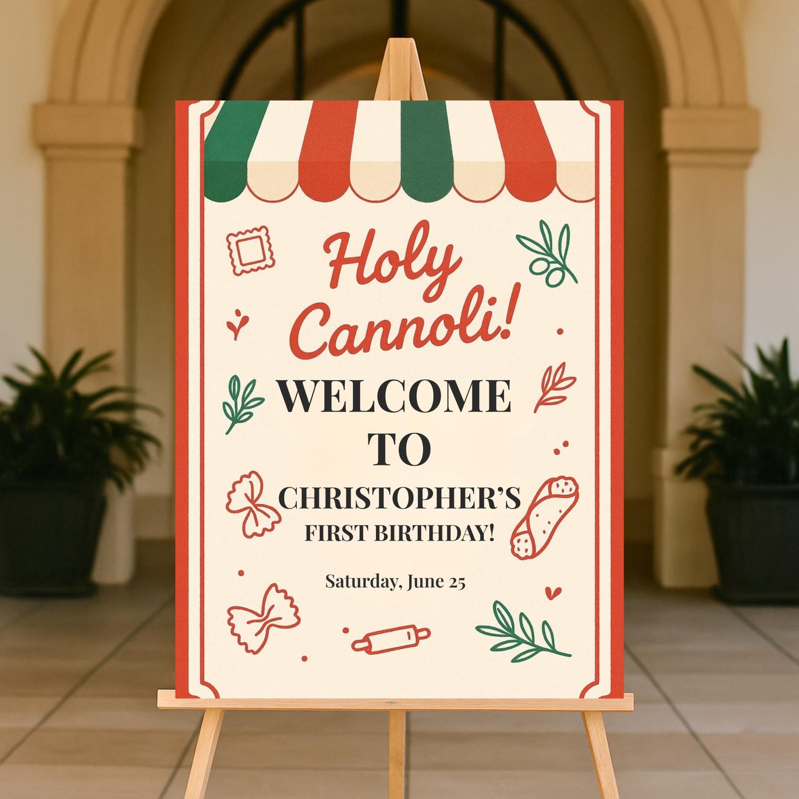 Holy Cannoli Welcome Sign, Editable First Birthday Italian Party Decor ...