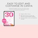 Pink & Orange 30th Birthday Invitation: Editable Template (digital ...
