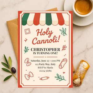 Holy Cannoli Welcome Sign, Editable First Birthday Italian Party Decor ...