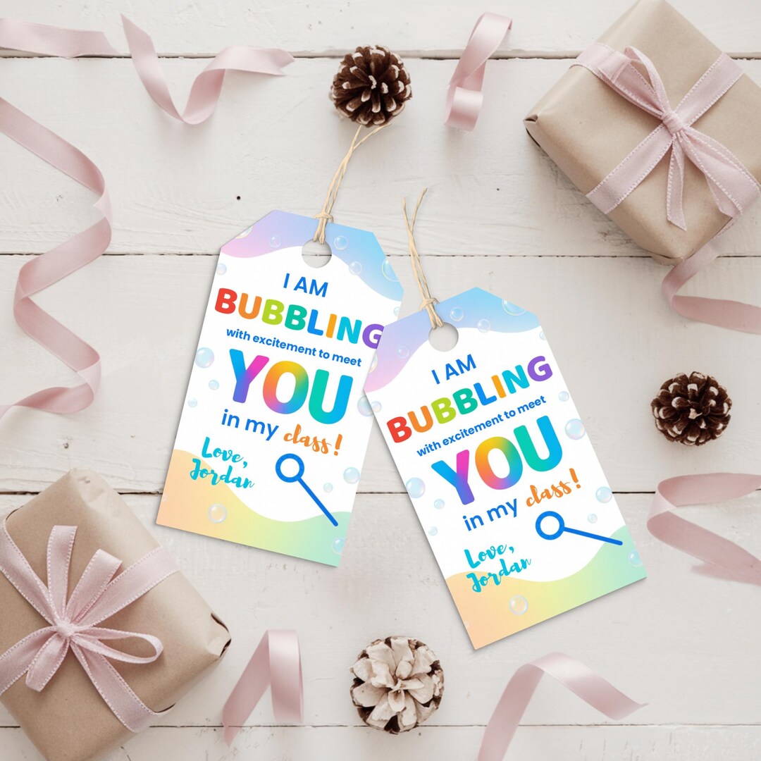 Back to School Gift Tag: Bubbling With Excitement, Editable Printable ...