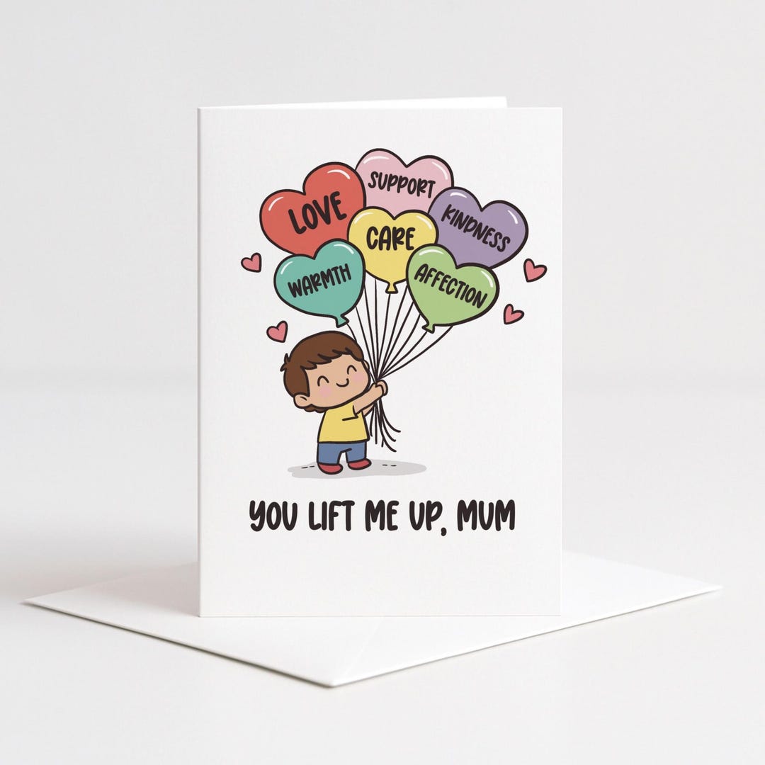 Mother’s Day Printable Card 5x7, You Lift Me up Mum Card, Cute Mum ...