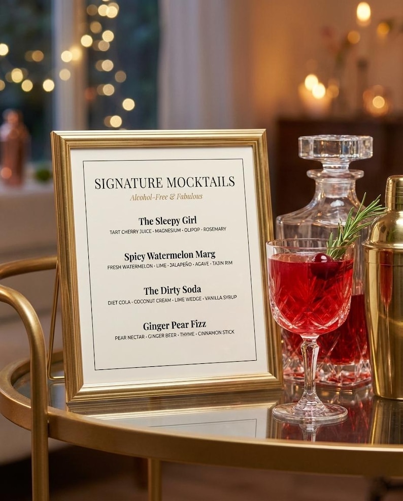Mocktail Party Menu Template | Recipe Cards (digital Download) - Etsy
