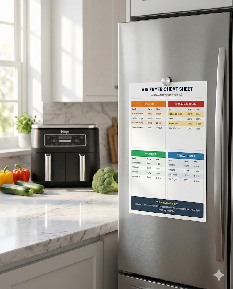 Air Fryer Cooking Times Cheat Sheet Magnet | UK & US (PDF) - Etsy