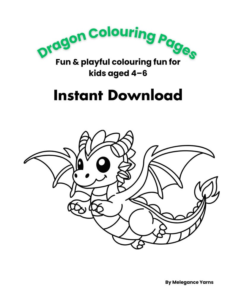 Dragon Coloring Pages for Kids – Fantasy Printable (instant Download ...