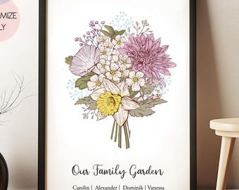 Birth Flower Bouquet | Personalized Gift for Mom | Birth Month Flower ...