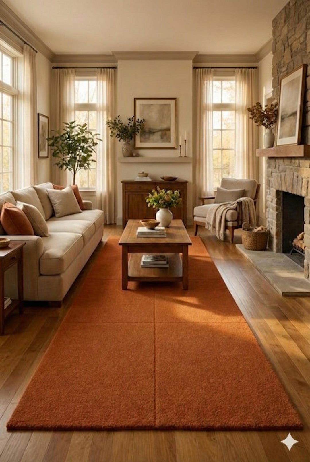 Modern Solid Rust Orange Hallway Runner Rug | Handmade Wool Runner ...