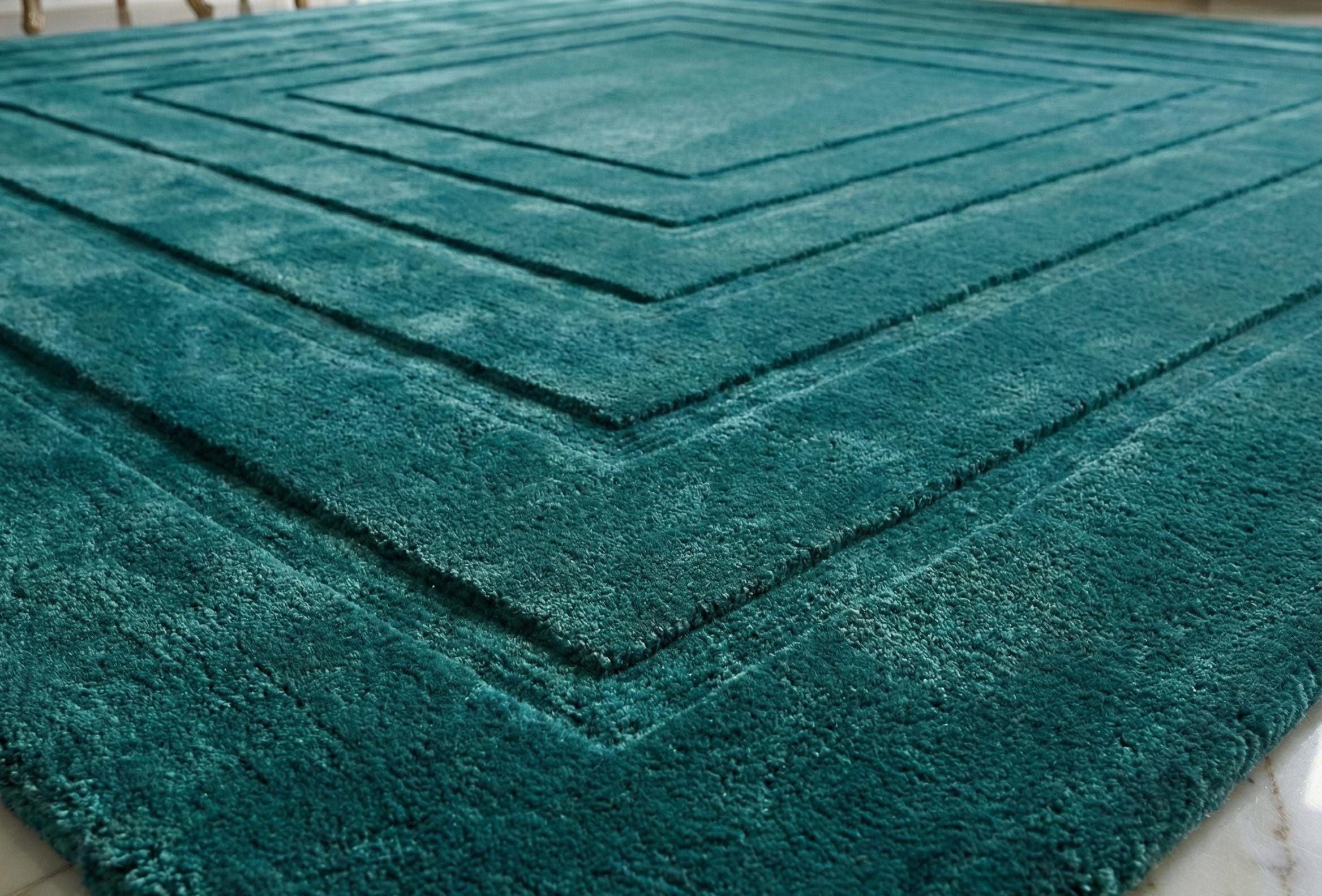 Luxury Solid Teal Area Rug | Handmade Cut Pile Tufted Carpet | Modern ...