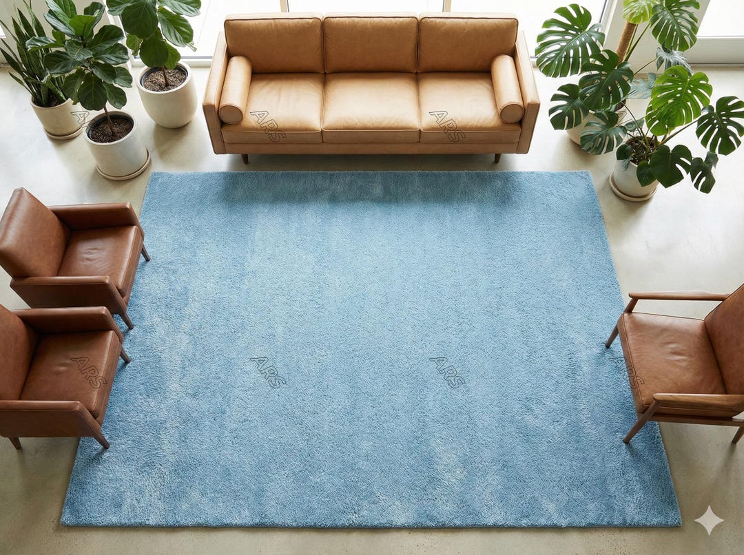 Light Blue Shag Rug | Soft Plush Area Rug for Living Room | Modern ...