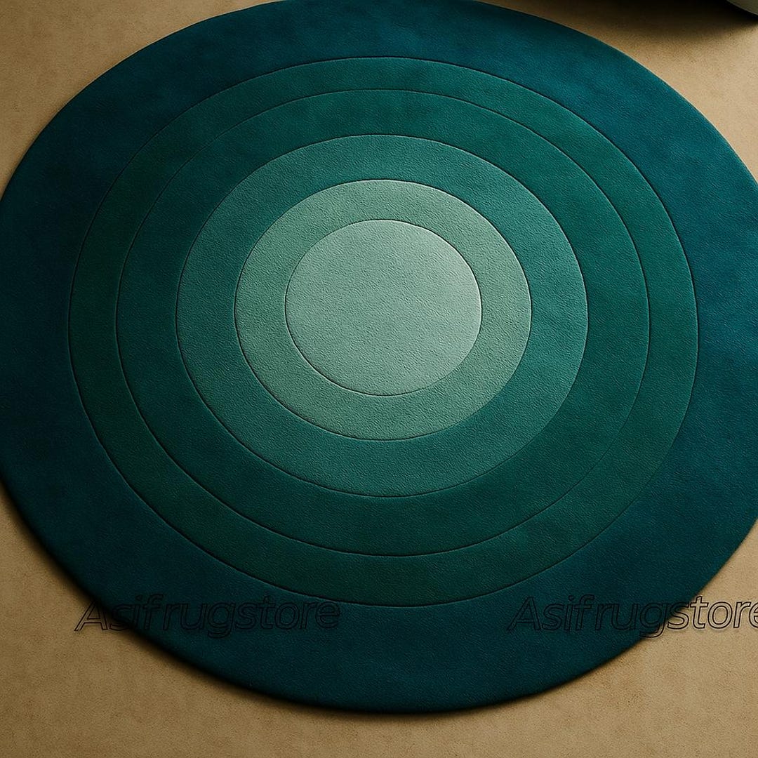 Blue Gradient Circle Rug | Modern Round Area Carpet | Handmade Tufted ...