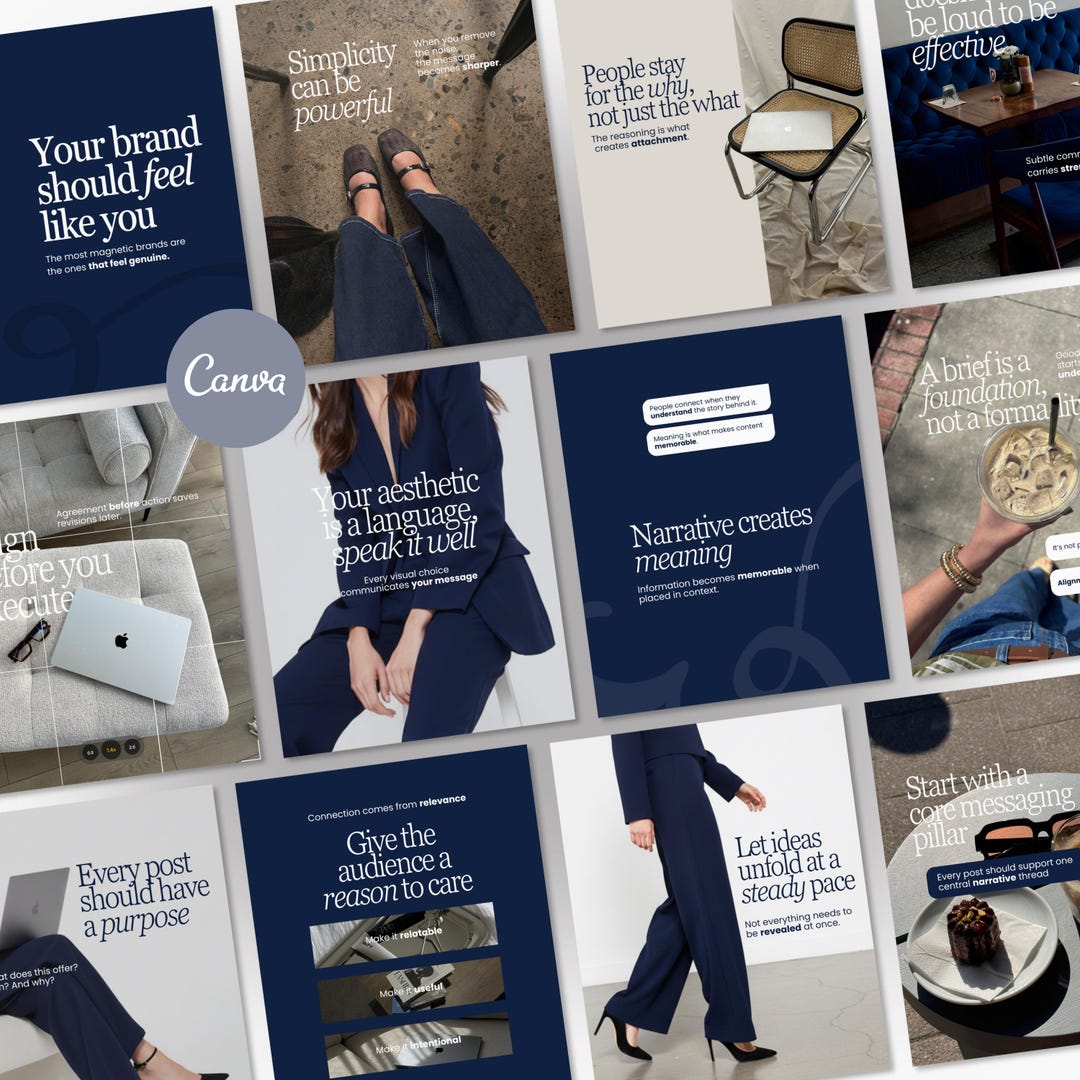 Blue Instagram Post Templates, Social Media Manager Canva Posts Bundle ...