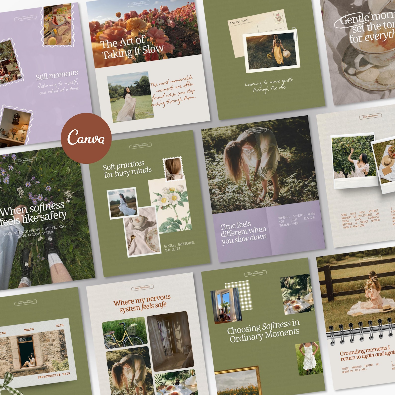 Cottagecore Instagram Templates, Vintage Scrapbook Theme, Canva Social ...