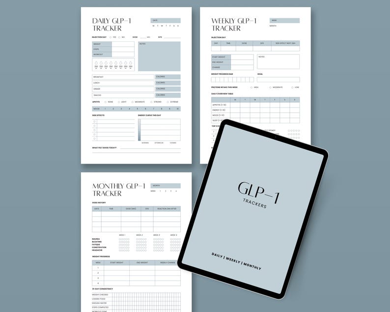 GLP1 Medication Tracker | Semaglutide Symptom Log | Injection and ...