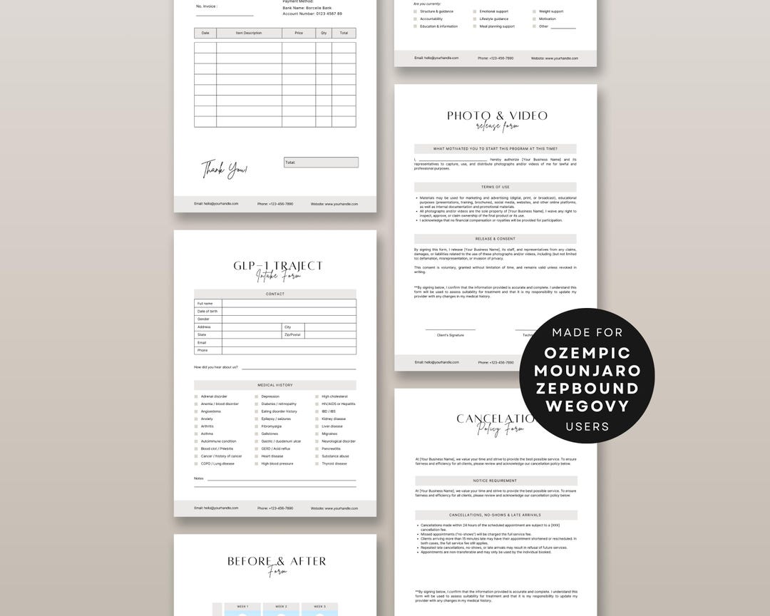 GLP-1 Medical Consent Form | Tirzepatide Intake Form Template ...
