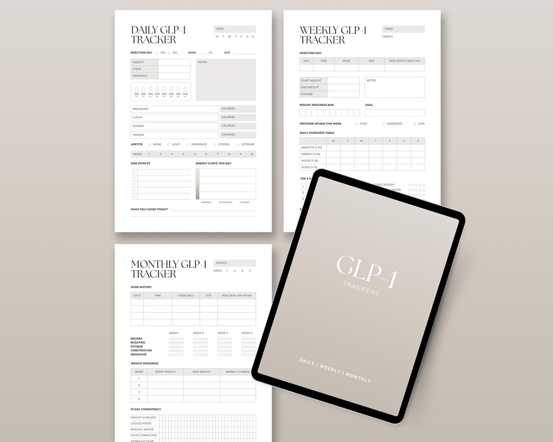 GLP1 Symptom Tracker | Semaglutide Medication Log | Weight Loss Habit ...