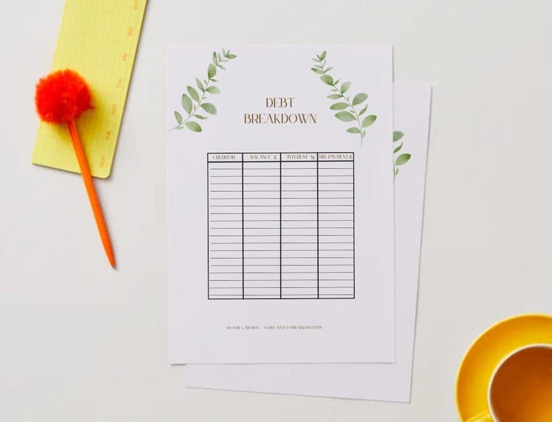 Debt Payoff Tracker Printable | Minimalist Finance Planner (instant ...