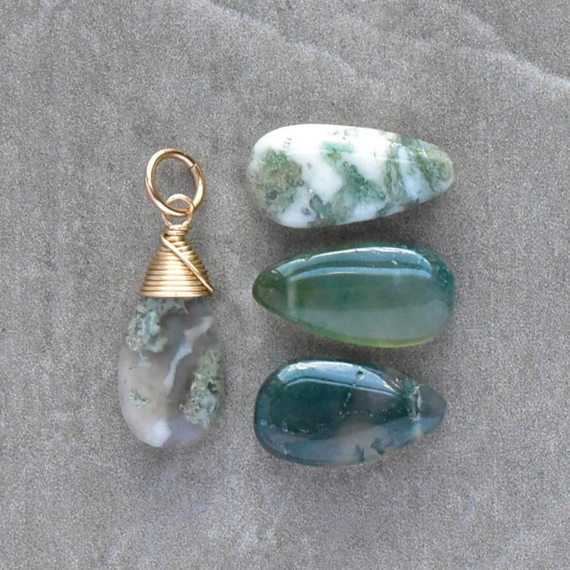 Moss Agate Dangle Pendant - Etsy