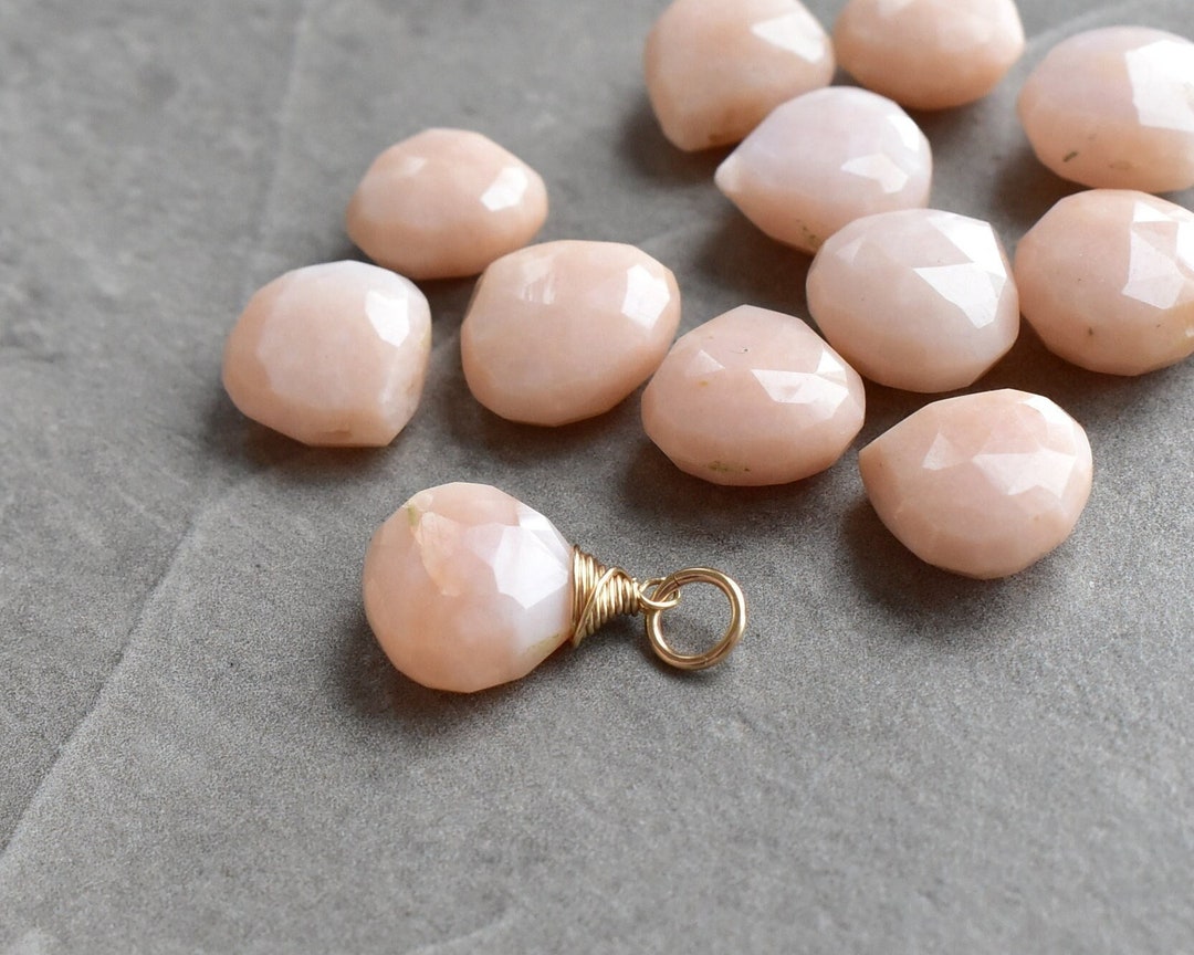 Peachy Pink Peruvian Opal Jewelry - Wire Wrapped Genuine Stone Pendant ...