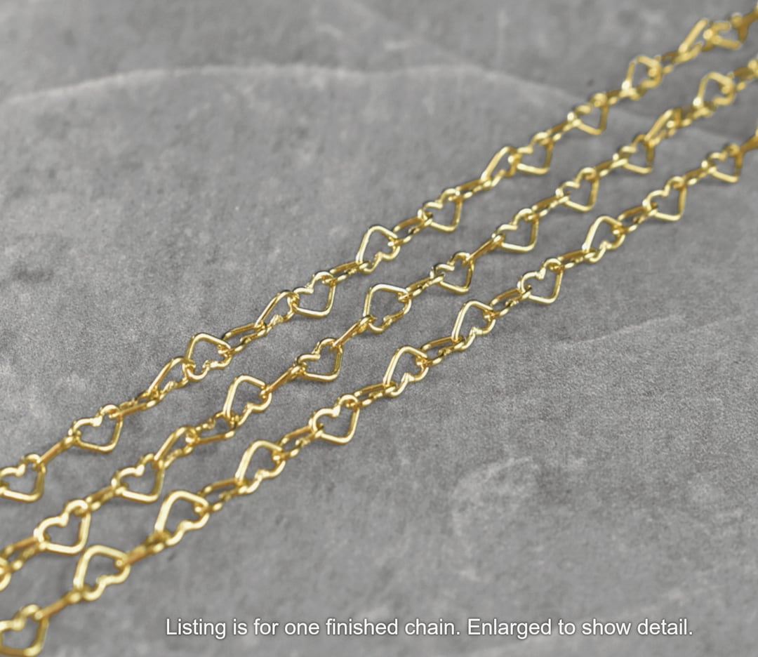 3mm HEART - Romantic Heart Link Necklace - 14k Gold Fill Chain for ...