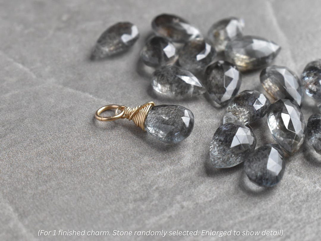 M PLUMP - Rare Aquamarine Sunstone Charm - Hematite Goethite Inclusion ...