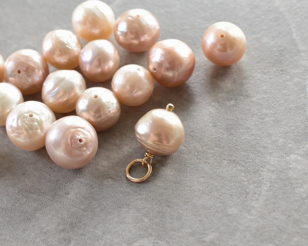 XL2 - Soft Peach Pink Baroque Edison Pearl Pendant for Necklace ...