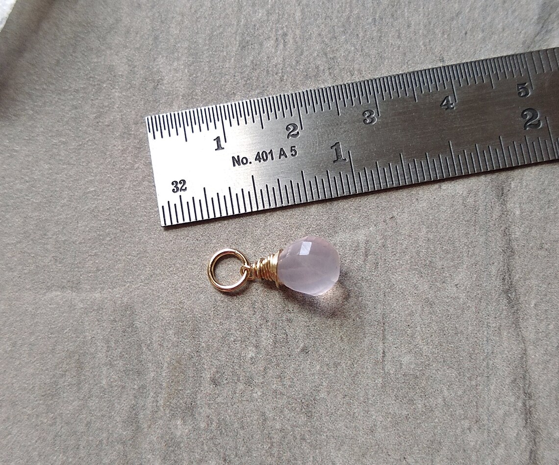 Light Pink Stone Charms - Genuine Rose Quartz Pendants - Sterling ...