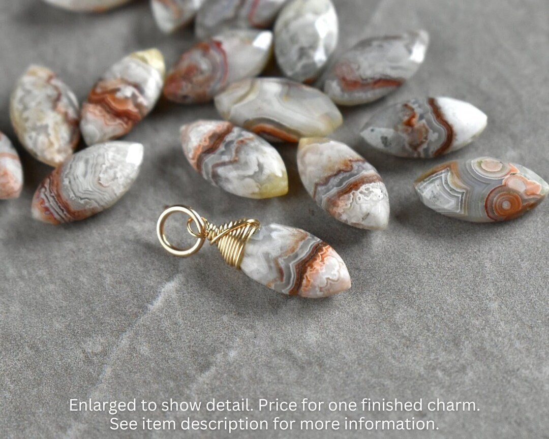 Wire Wrapped Mexican Crazy Lace Agate Pendant - Natural Stone Necklace ...