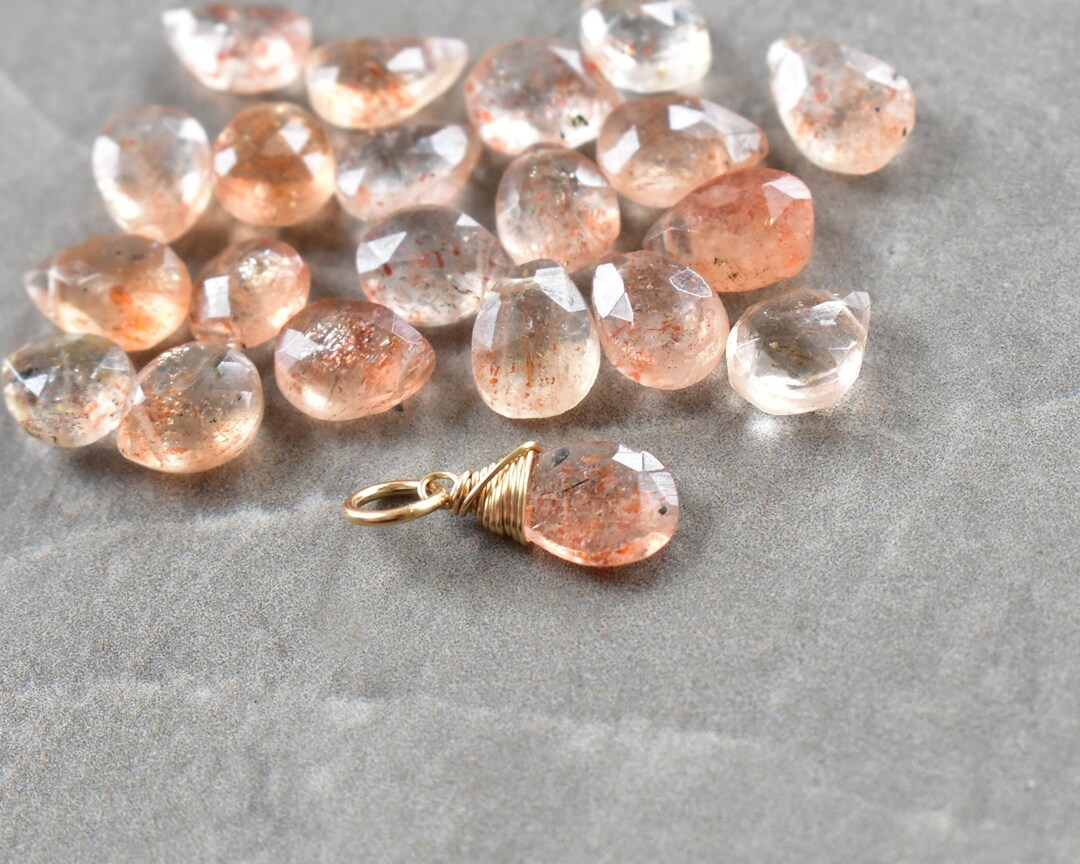 SLT - Soft Orange Sunstone Gemstone Charm for Memento Necklace or ...