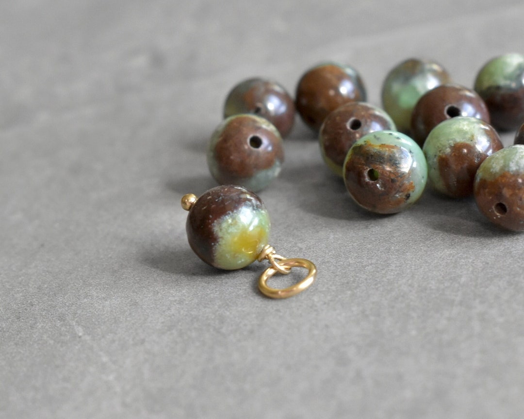 Bi-color Brown Green Chrysoprase Jewelry - Wire Wrapped Natural Stone ...