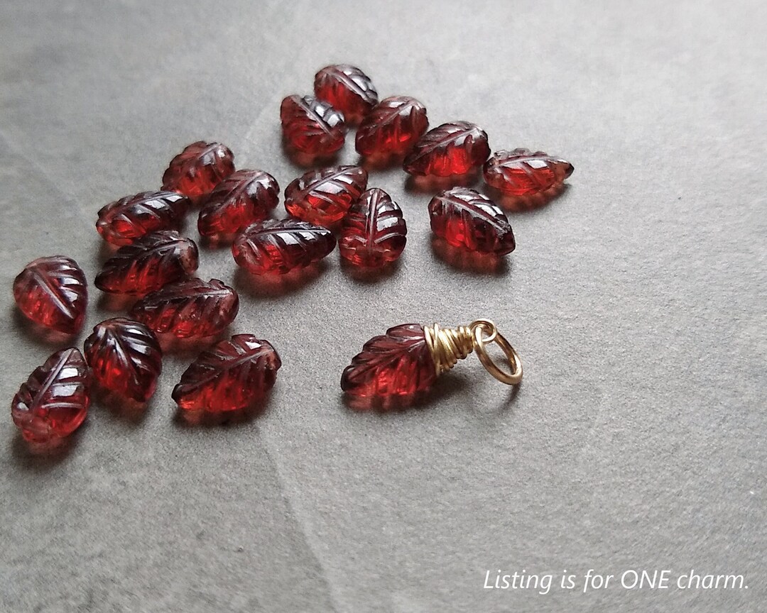 S - Natural Gemstone Dark Red Garnet for Interchangeable Charm Necklace ...