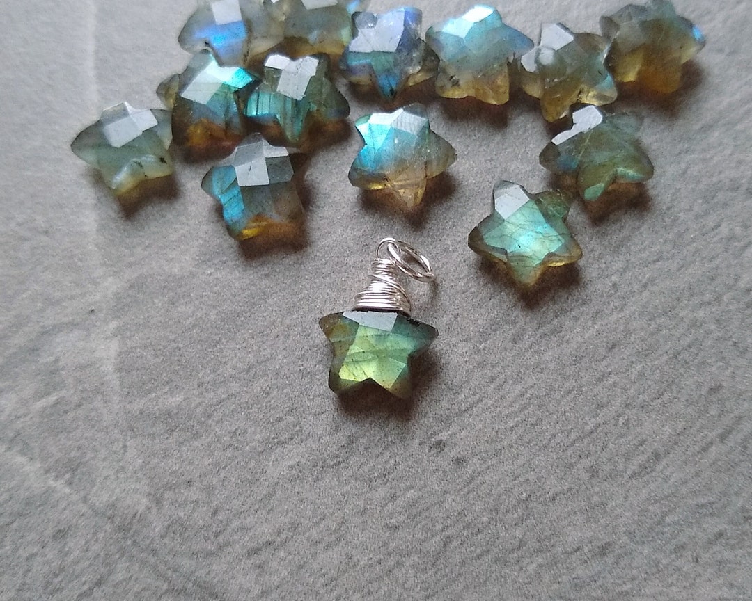 Rustic Blue, Green, Gold Flash Labradorite Pendant - Celestial Shooting ...