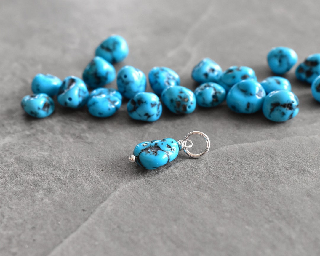 M - American Mined - Natural Bright Blue Kingman Turquoise Nugget Charm ...