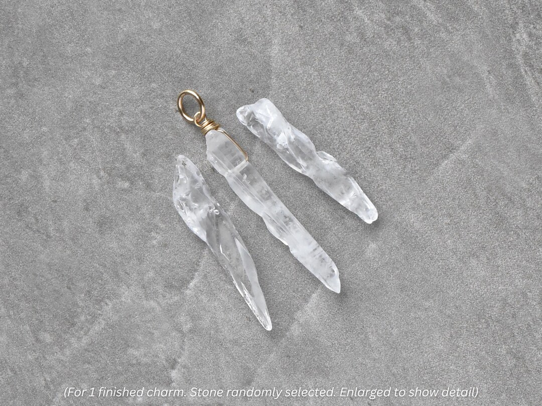 XL Icycle - Natural Clear Crystal Quartz Point Pendant - Handmade Wire ...