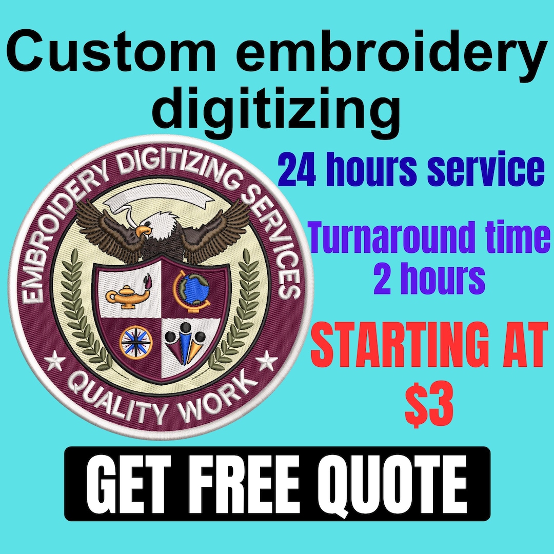 Custom Embroidery Digitizing Service, Logo, Image to DST, PES, EMB - Etsy
