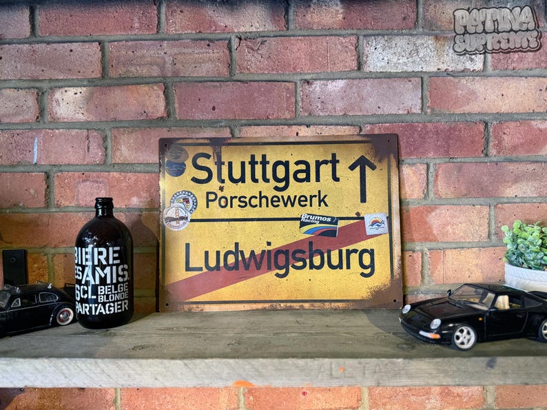 Vintage Stuttgart Street Sign: Real Rust Mancave Garage Wall Art - Etsy
