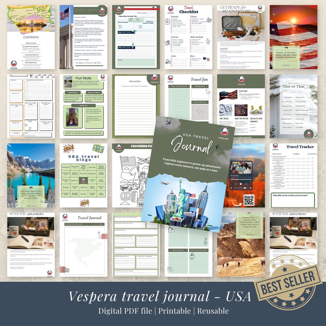 USA Travel Journal Printable: Road Trip Diary (A4, A5 PDF) - Etsy