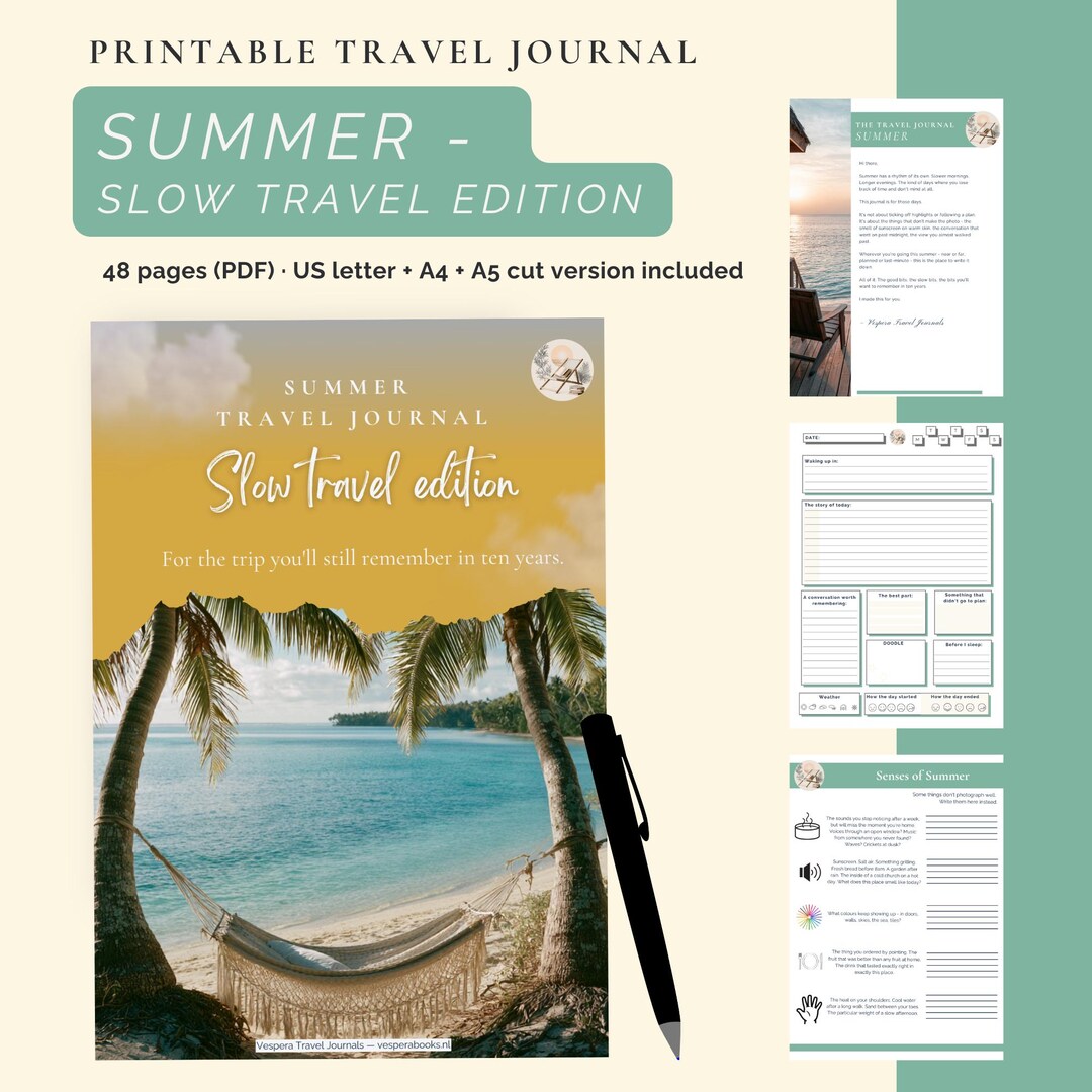 Summer Travel Journal Printable | Slow Travel Planner for Women ...