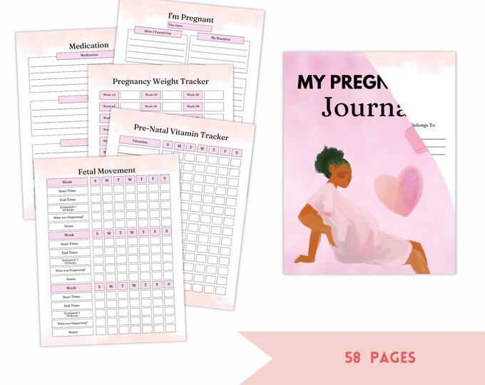 Printable Pregnancy Journal | 58-page Digital Pregnancy Planner ...
