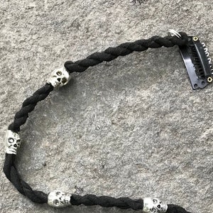 Skull Braid in Hair Wrap Hair Jewelry Charm Black Leather Ties Ponytail ...