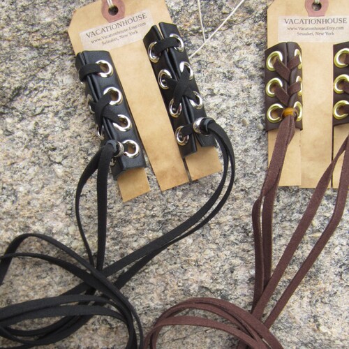 Beaded Hair Wraps BOHO Hair Styles Black Leather Ties - Etsy