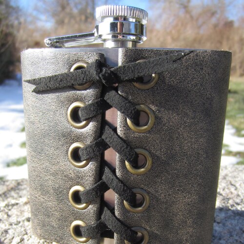Leather Covered Flask Stainless Steel Hip Flask W/ Funnel - Etsy