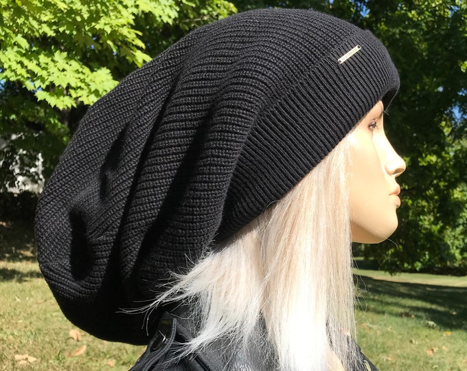 Extra Long Tam Thick Slouch Hat Black or Acid Washed Extra Long ...
